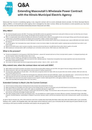 Why should the City of Mascoutah extend their power contract NOW ...